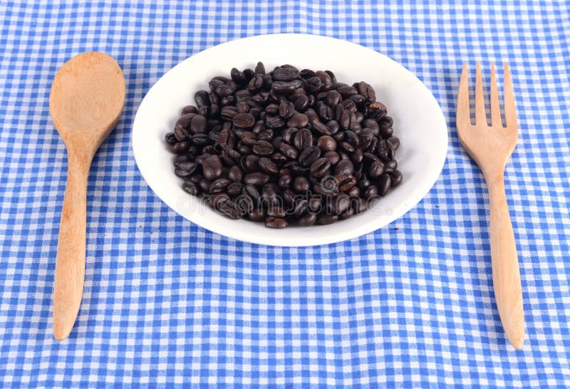 Coffee Beans Spoon and Fork Stock Photo - Image of coffee, breakfast ...