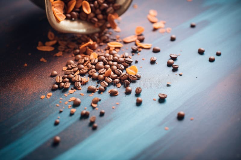 Coffee Beans Sprinkle on Copper Surface Stock Photo - Image of aromatic ...
