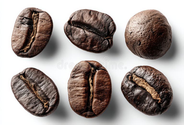 Coffee Beans are Stacked on Top of Each Other on a White Surface Stock ...