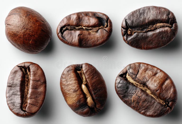 Coffee Beans are Stacked on Top of Each Other on a White Surface Stock ...