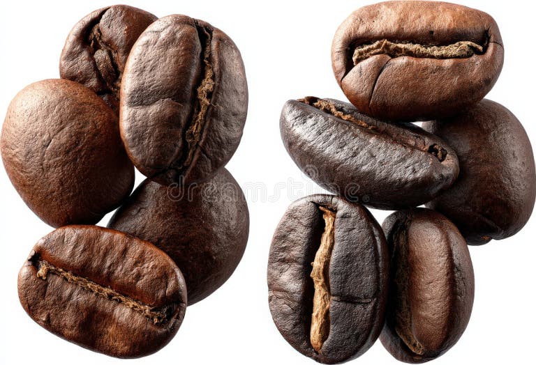 Coffee Beans are Stacked on Top of Each Other on a White Surface Stock ...