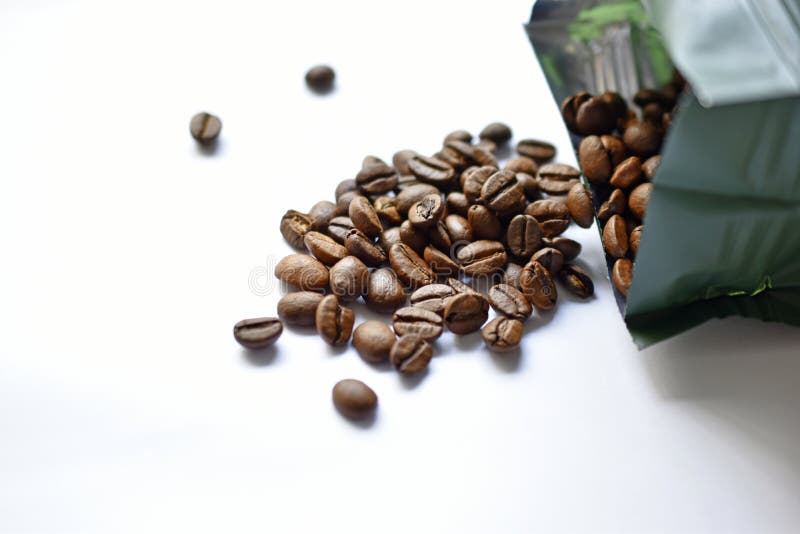 Coffee Beans on the Surface from the Package Stock Photo - Image of ...