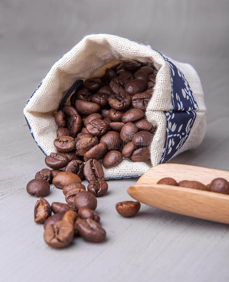 Coffee beans on the table stock image. Image of powder - 93721357