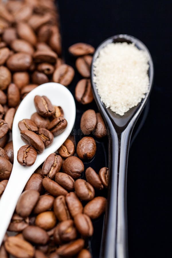 Coffee Beans and Teaspoon with Sugar Stock Photo - Image of cafe, spoon ...