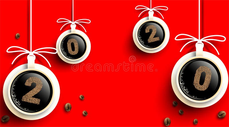 2020 Coffee Beans Text Number Design. Cup of Hot Coffee with Powder ...