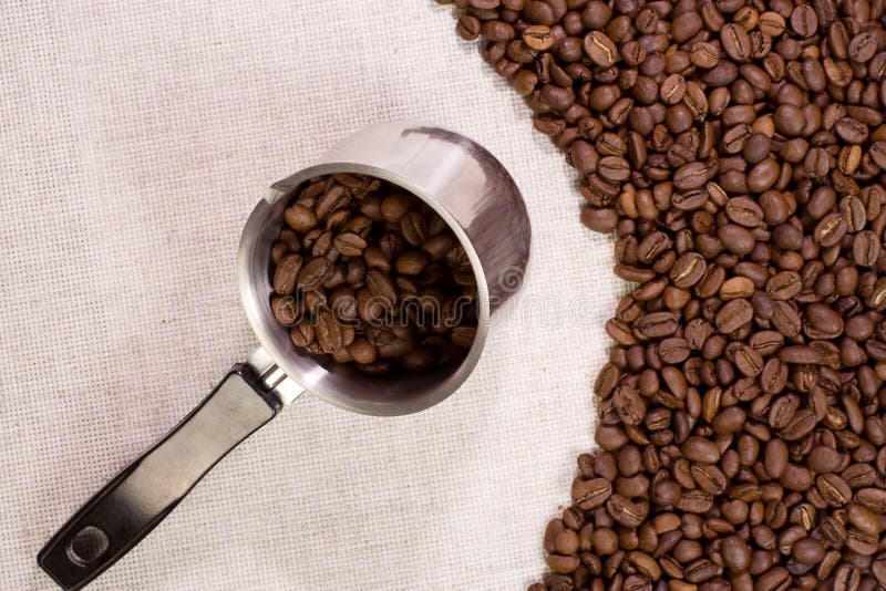 Coffee beans at textile stock image. Image of heap, fabric - 13311503