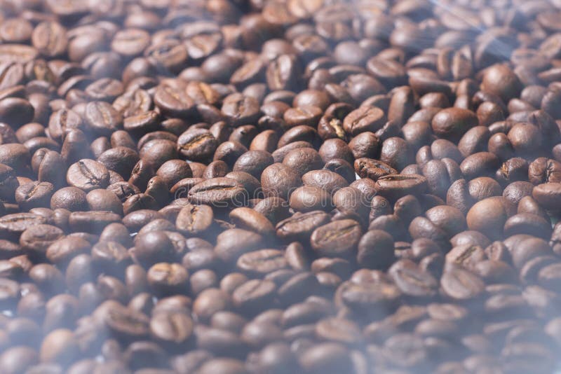 Coffee Beans Texture with Smoke of Prepared Coffee Stock Photo - Image ...