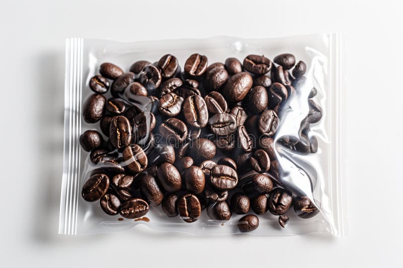 Coffee Beans in Vacuum Packaging on a White Table Stock Illustration ...