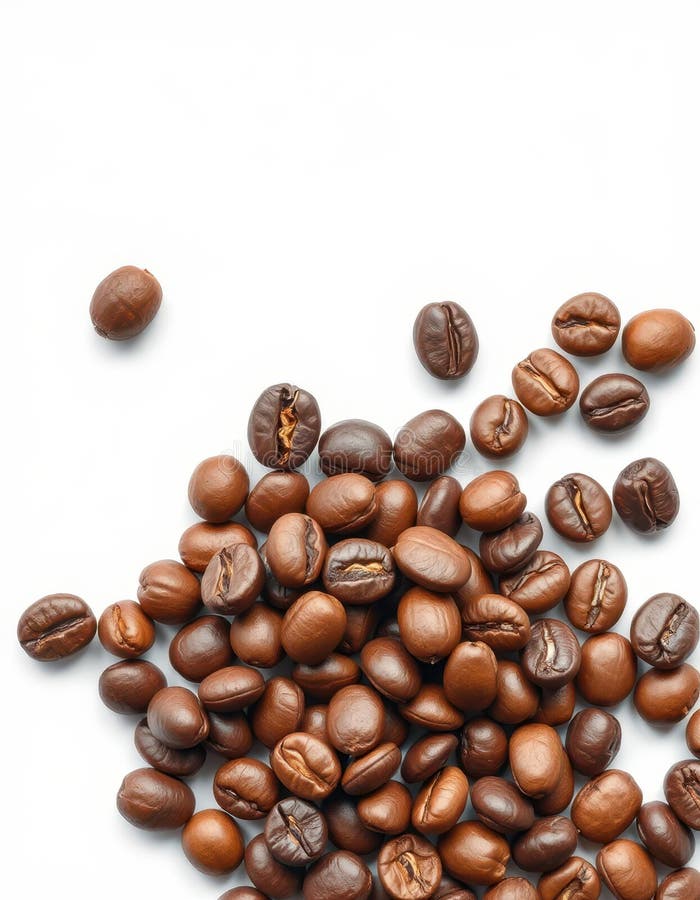 Coffee Beans in Various Shades with a Natural Sheen Scattered on a ...