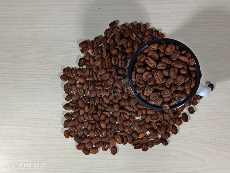 Coffee Beans, Coffee Beans View Top. a Cup Coffee Beans. Potrait Coffee ...