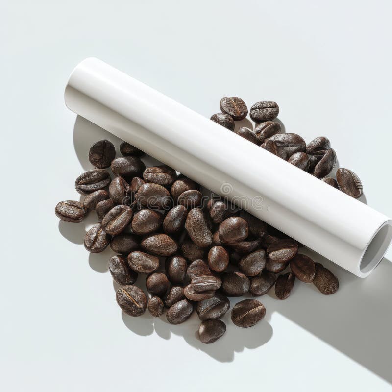 Coffee Beans & White Cylinder Stock Illustration - Illustration of ...