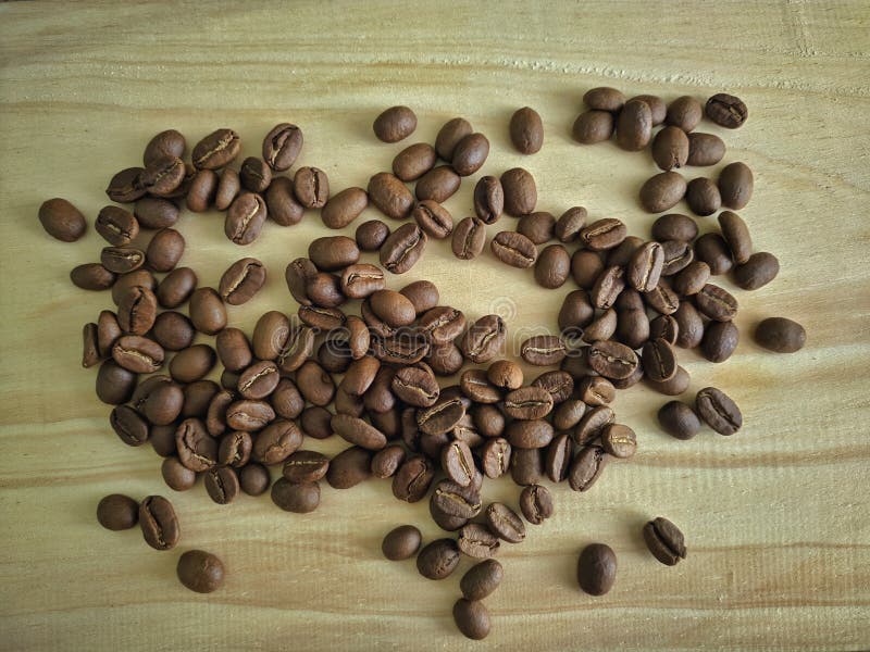 Coffee Beans on Wood Texture Background Stock Image - Image of espresso ...