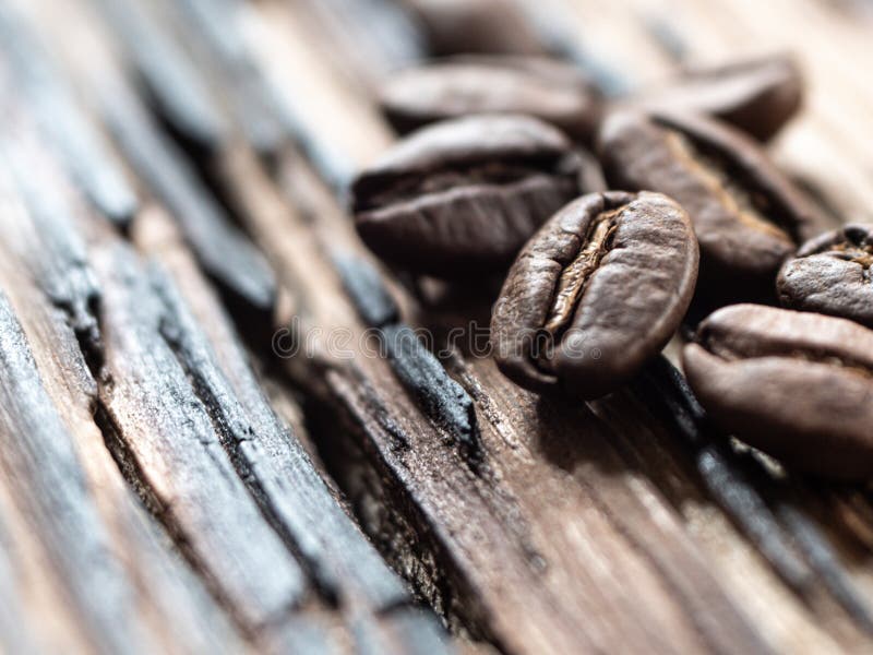 Coffee Beans. Wooden Background. Blur Stock Photo - Image of macro ...