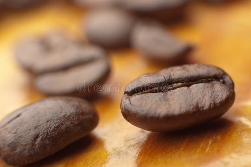 Coffee Beans on Wooden Table Stock Photo - Image of element, isolated ...