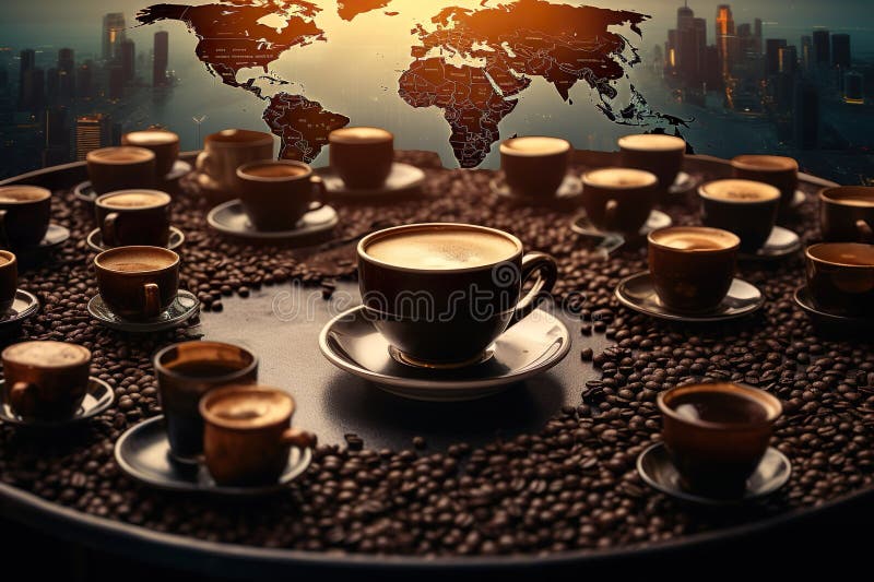 Coffee Beans World Map Illustration Represents International Day of ...