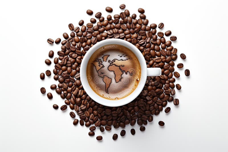 Coffee Beans World Map Illustration Represents International Day of ...