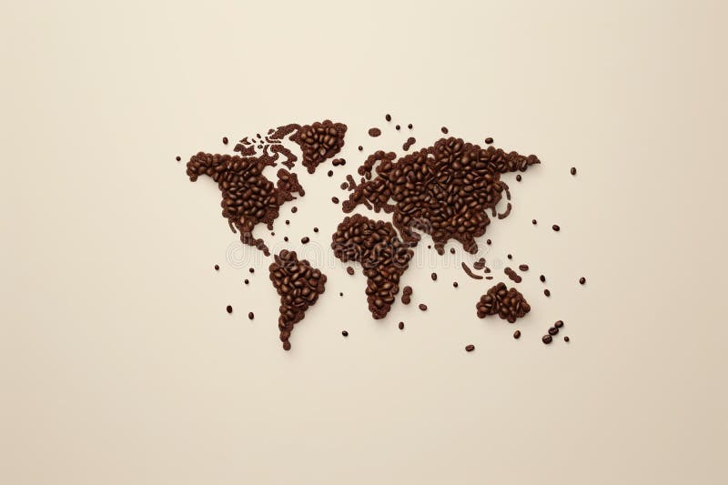 Coffee Beans World Map Illustration Represents International Day of ...