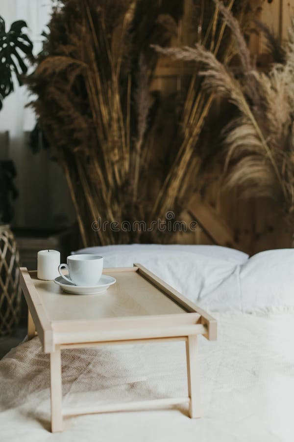 Coffee in Bed, Cozy Hotel Room. Concept Stock Image - Image of home ...