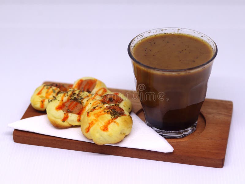 Coffee and Beef Sausage Buns Stock Image - Image of dessert, dish ...