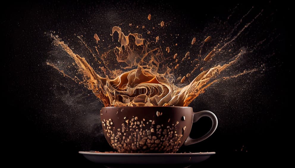 Coffee Beens Exploding Over Cappuccino Cup on Foody Themed Background ...