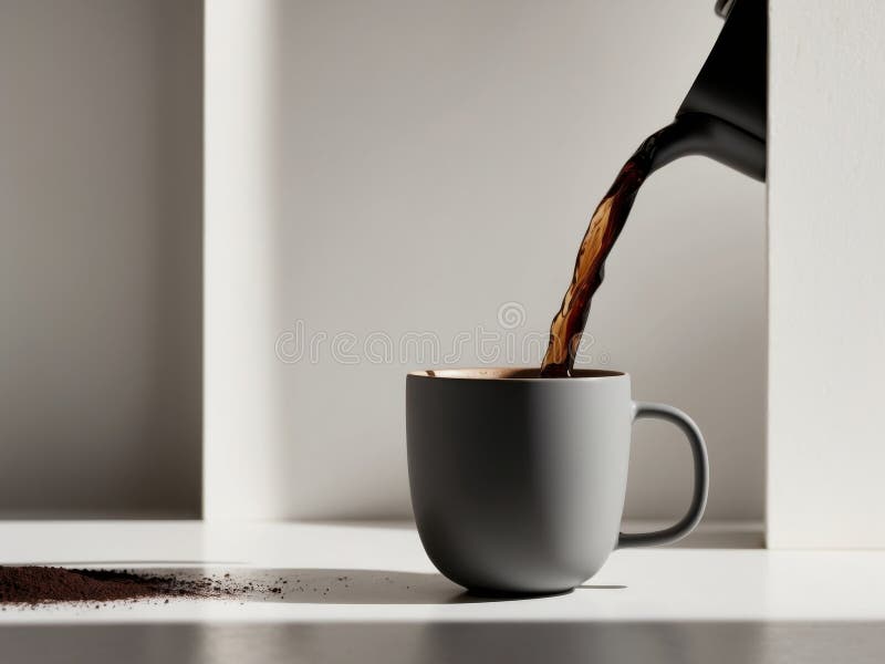 Coffee Being Poured into Modern Gray Sty Stock Image - Image of dripped ...