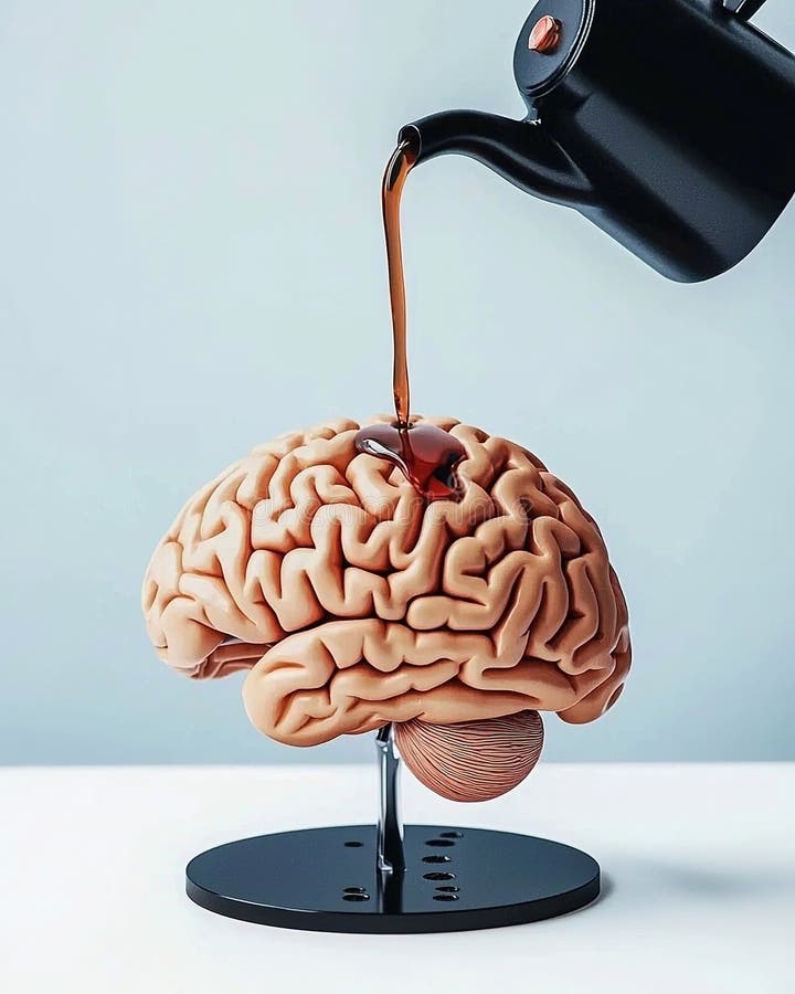 Coffee Being Poured Over the Human Brain. Generative Ai Stock Photo - Image of thinking, cream ...