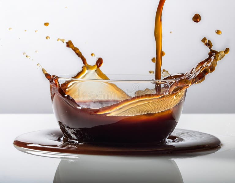 Coffee Being Spilled Over a White Table Causing a Splash Stock ...