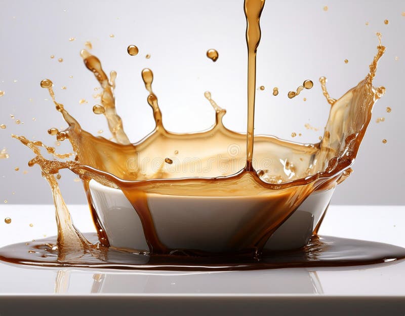 Coffee Being Spilled Over a White Table Causing a Splash Stock ...