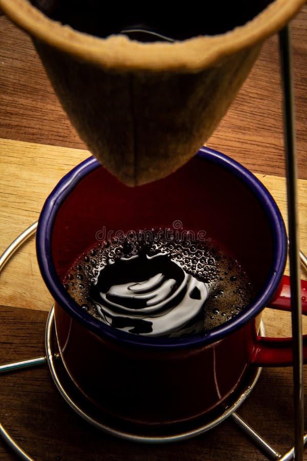Coffee Being Strained in the Strainer. Stock Image - Image of fresh ...