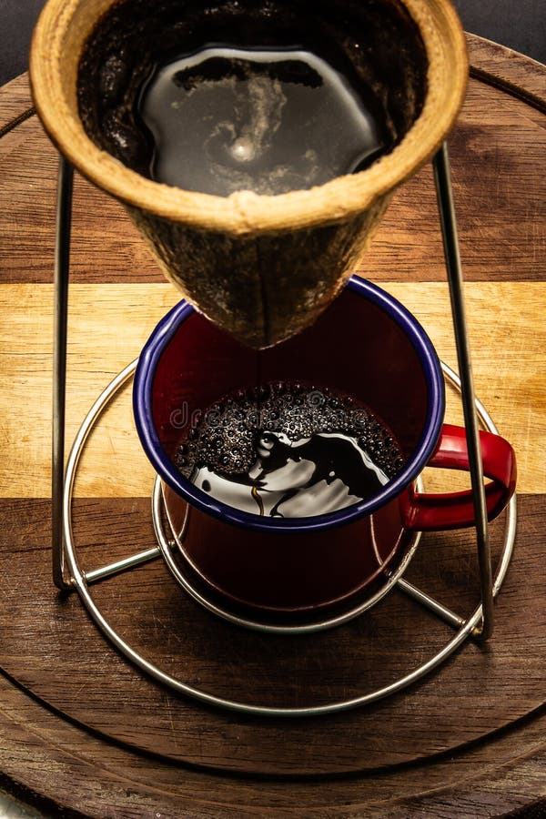 Coffee Being Brewed Outdoor with Steam Stock Image - Image of morning ...