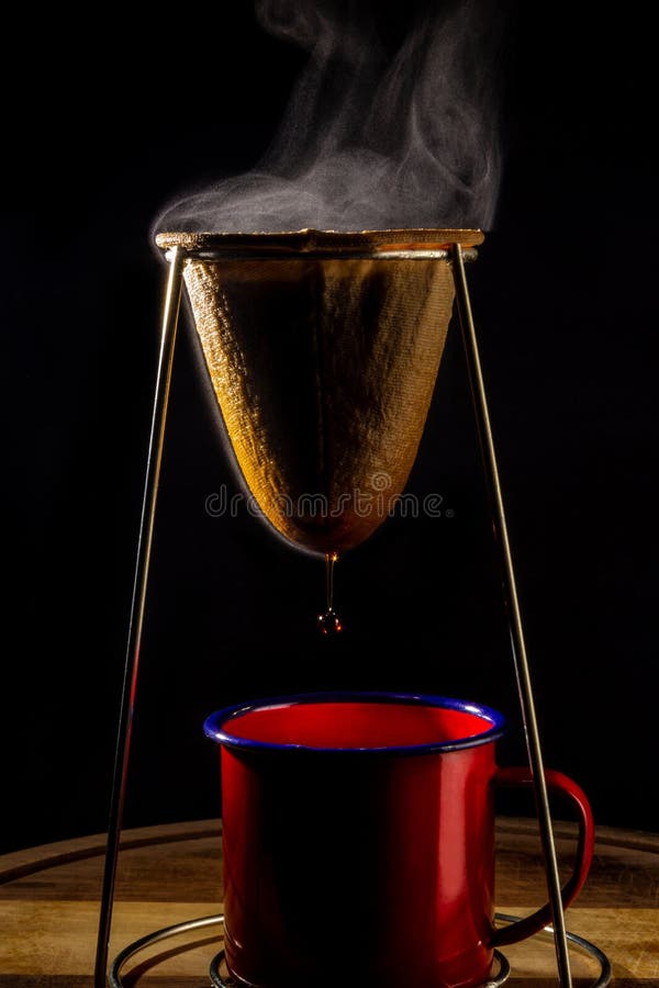 Coffee Being Strained in the Strainer. Stock Image - Image of beverage ...