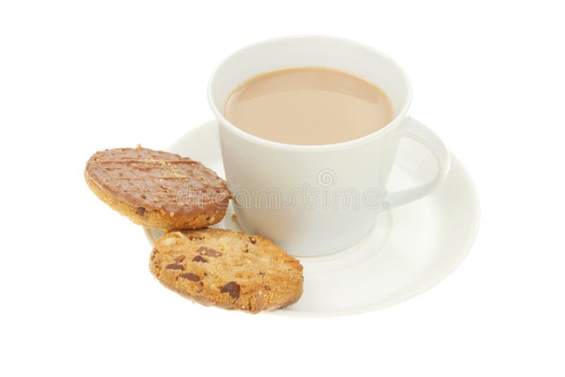 Coffee and biscuits stock image. Image of chocolate, white - 14947175