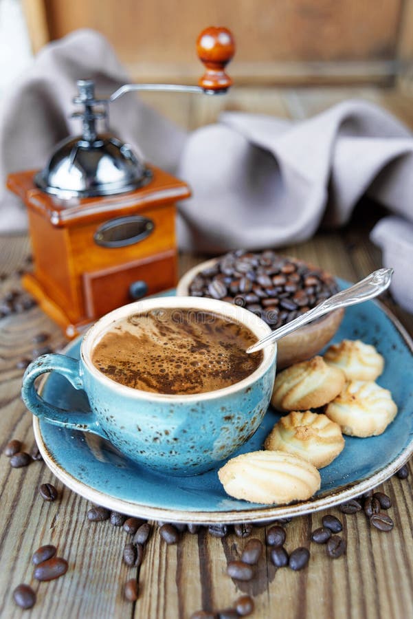 Coffee and biscuits stock image. Image of food, teaspoon - 194162509