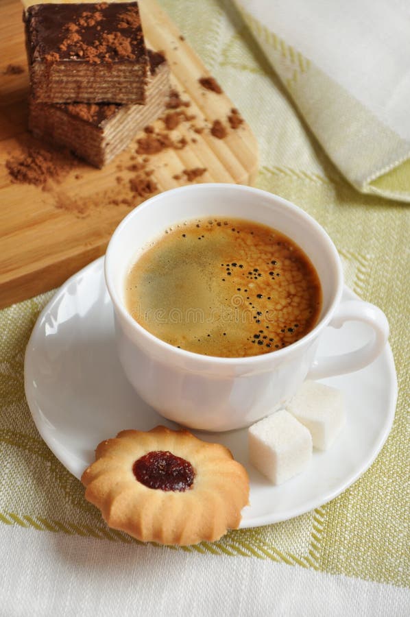 Coffee with Biscuits and Cake Stock Photo - Image of dessert, calorie ...
