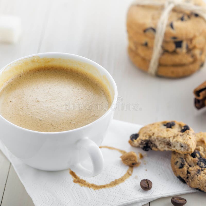 Coffee with biscuits stock image. Image of bakery, dark - 71555391