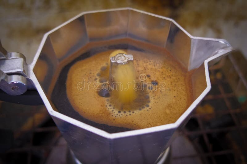 Coffee Boiling in a Making Coffee Stock Image - Image of espresso, moka ...