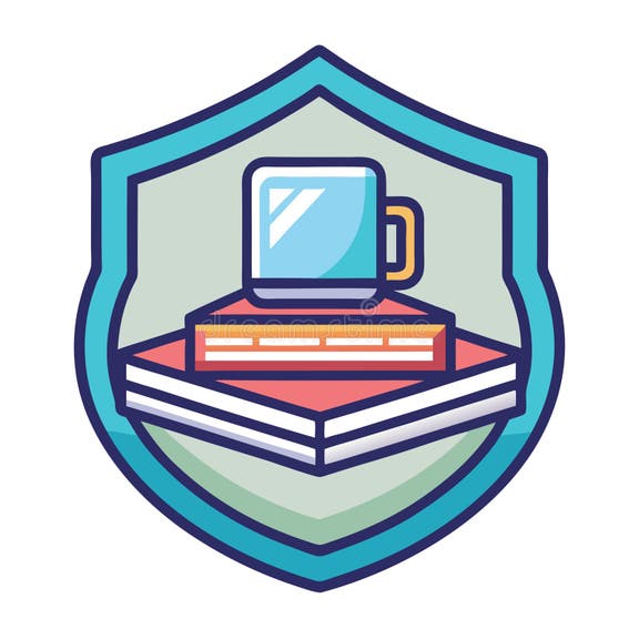 Coffee, Books, and Learning: Vector Illustration in Shield Symbol Stock ...