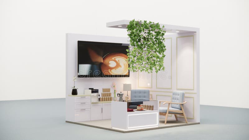 Coffee Booth with Modern American Classic Theme in an Exhibition Stock ...