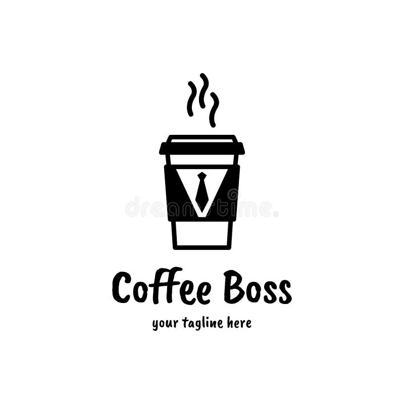 Coffee Boss Logo with Flat Design Stock Vector - Illustration of coffee ...
