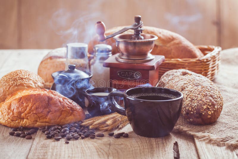 Coffee and bread stock image. Image of breakfast, morning - 60299877