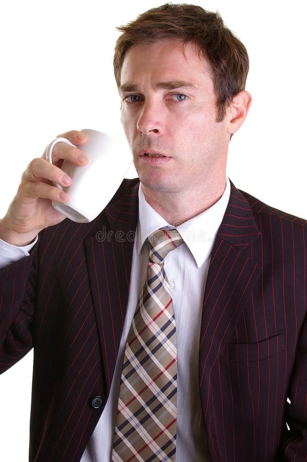 Stressed Coffee Guy stock image. Image of worn, coffee - 677235
