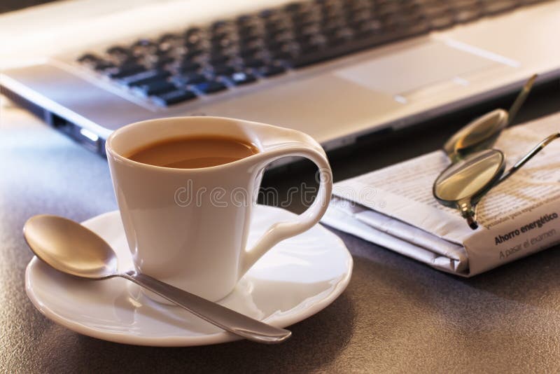 Coffee break stock image. Image of keyboard, laptop, connect - 8312131