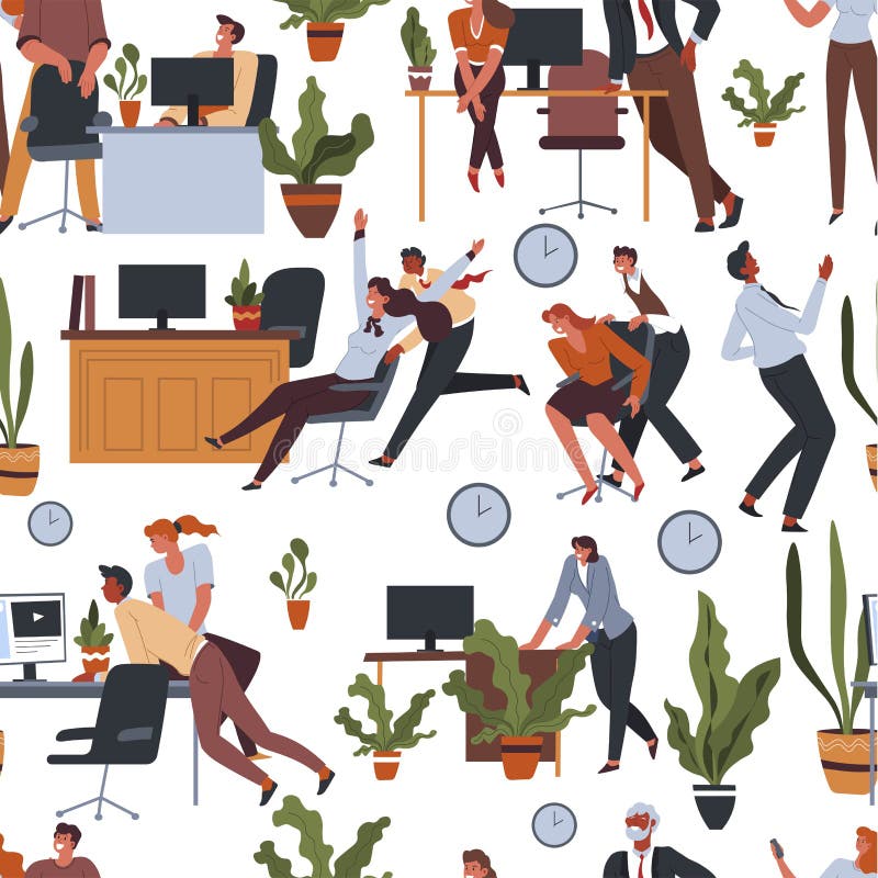 Coffee Break Activities in Office Seamless Pattern Vector Stock Vector ...