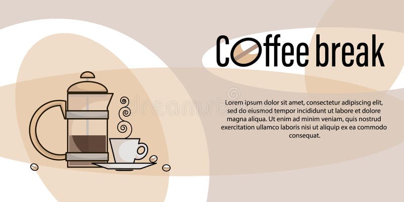 Coffee Break. Banner, Poster. Coffee Pot and Cup. Coffee Background ...