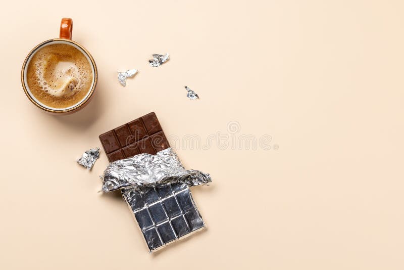 Coffee Break Bliss: Chocolate Bar Paired with a Cup of Coffee Stock ...