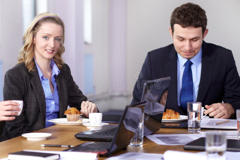 Coffee Break during Business Meeting Stock Image - Image of looking ...