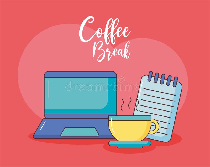 Coffee break card stock illustration. Illustration of monitor - 225226558