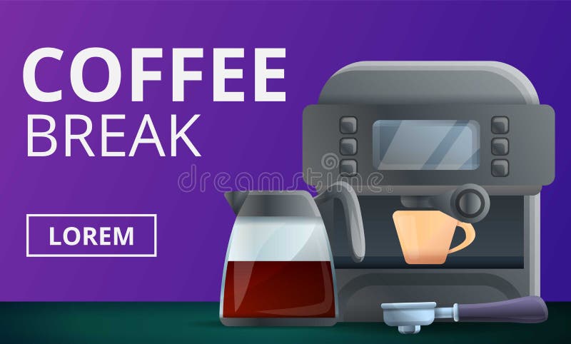 Coffee Break Concept Banner, Cartoon Style Stock Vector - Illustration ...