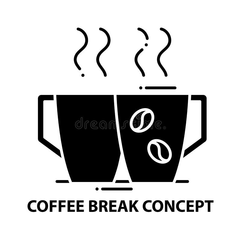 Coffee Break Concept Icon, Black Vector Sign with Editable Strokes ...
