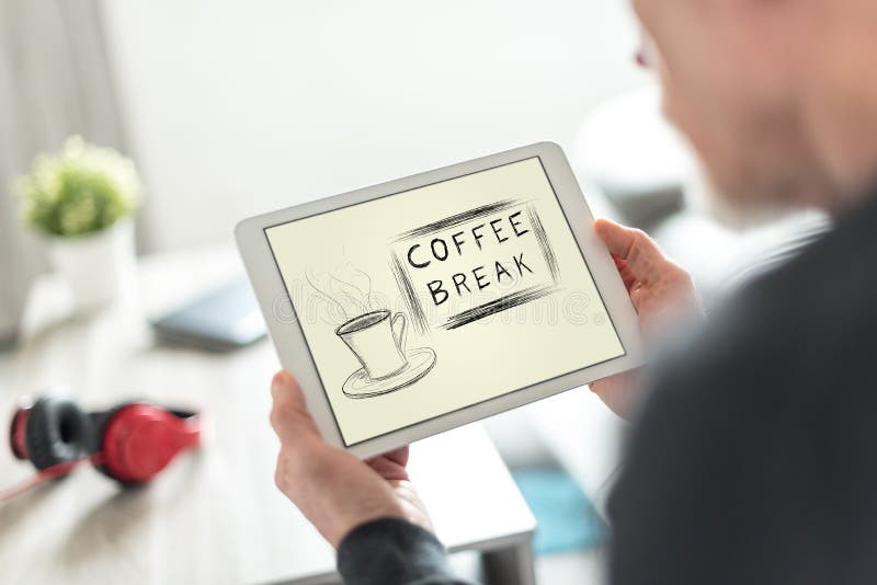 Coffee Break Concept on a Tablet Stock Photo - Image of time, relax ...